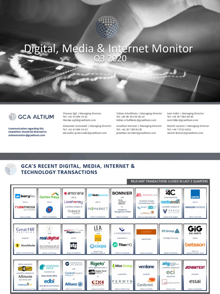 GCA Altium Digital - Media & Internet Monitor Q3 2020 | PDF