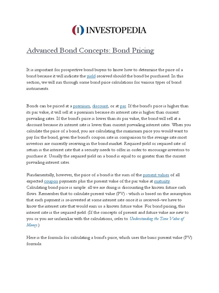 Advanced Bond Concepts | PDF | Bond Duration | Bonds (Finance)