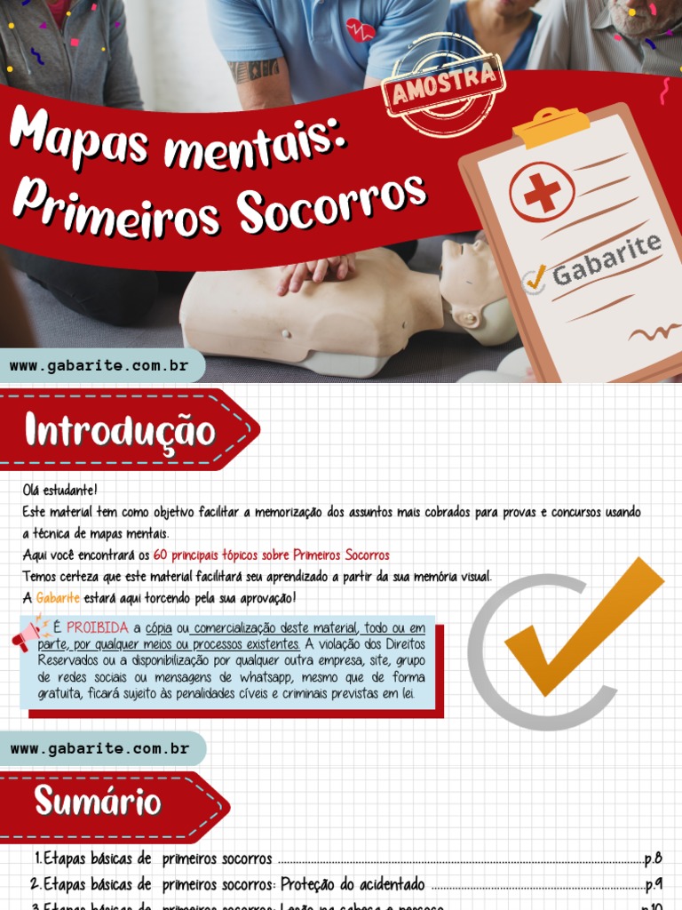 Amostra Mapas Mentais - Primeiros Socorros (Gabarite) | PDF