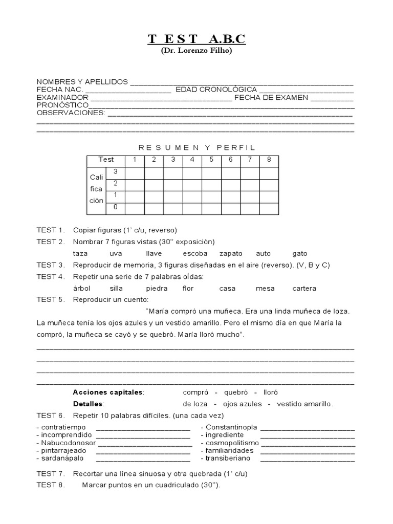 Test Abc | Descargar gratis PDF | Aprendizaje | Evaluación