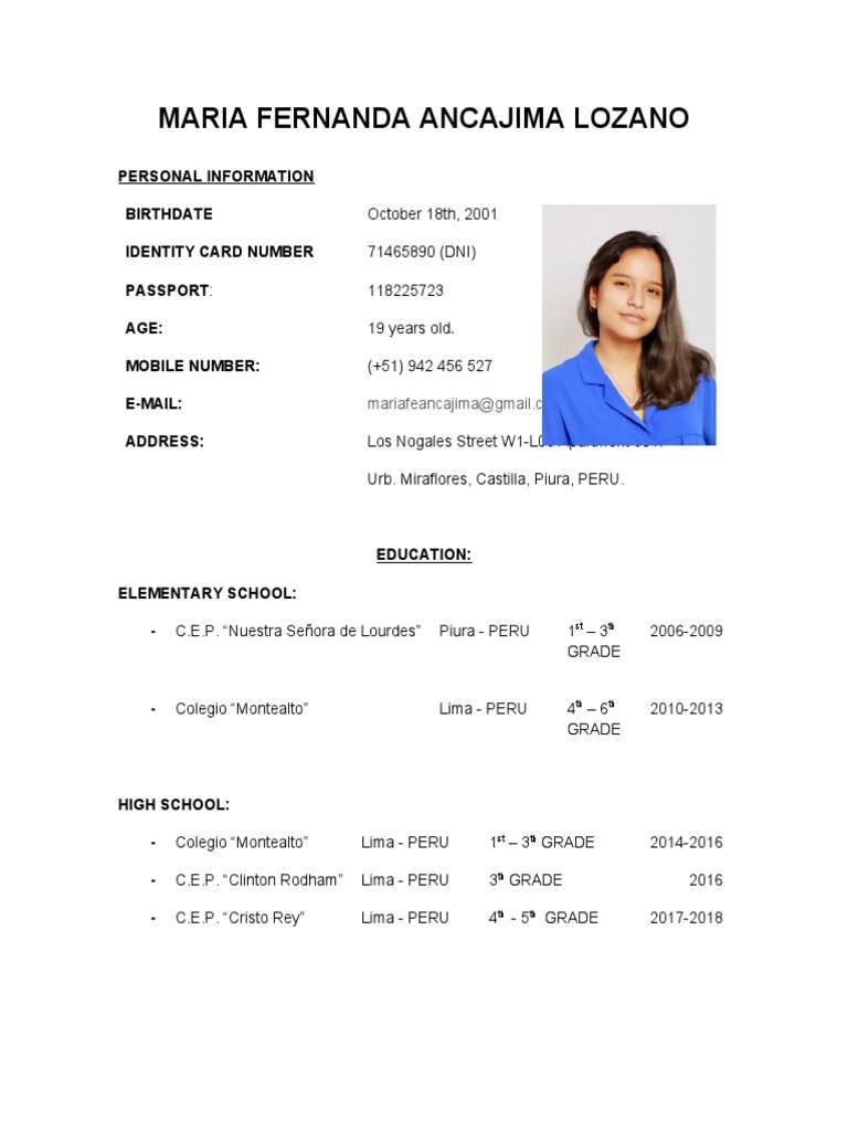 Curriculum Vitae | PDF | Lima