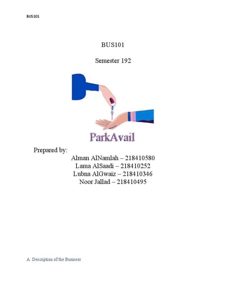 BUS101 - ParkAvail Mobile Valet App Business Plan | PDF | Application Software | Retail