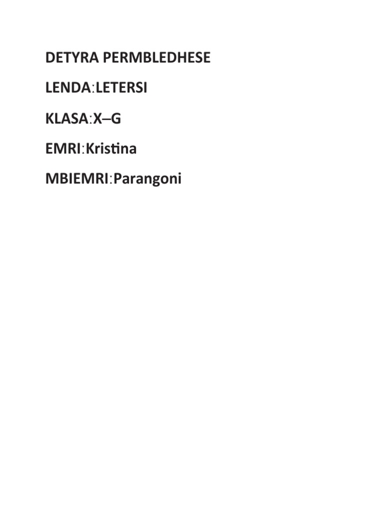 Detyra Sot Klasa e 10 Letersi | PDF