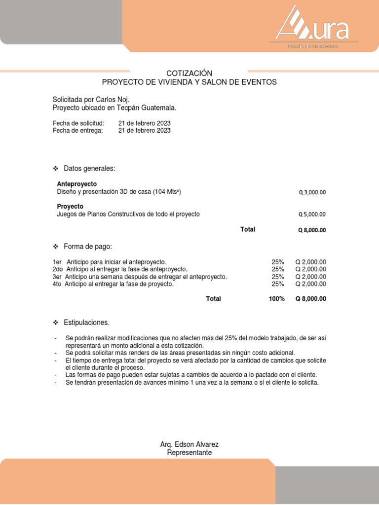 Diseño de Cotizacion de Vivienda | PDF