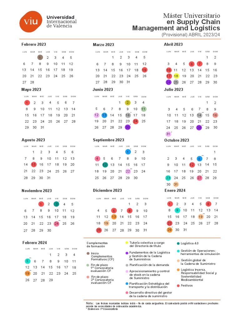 Calendario MU Supply Chain | PDF | Business | Logística