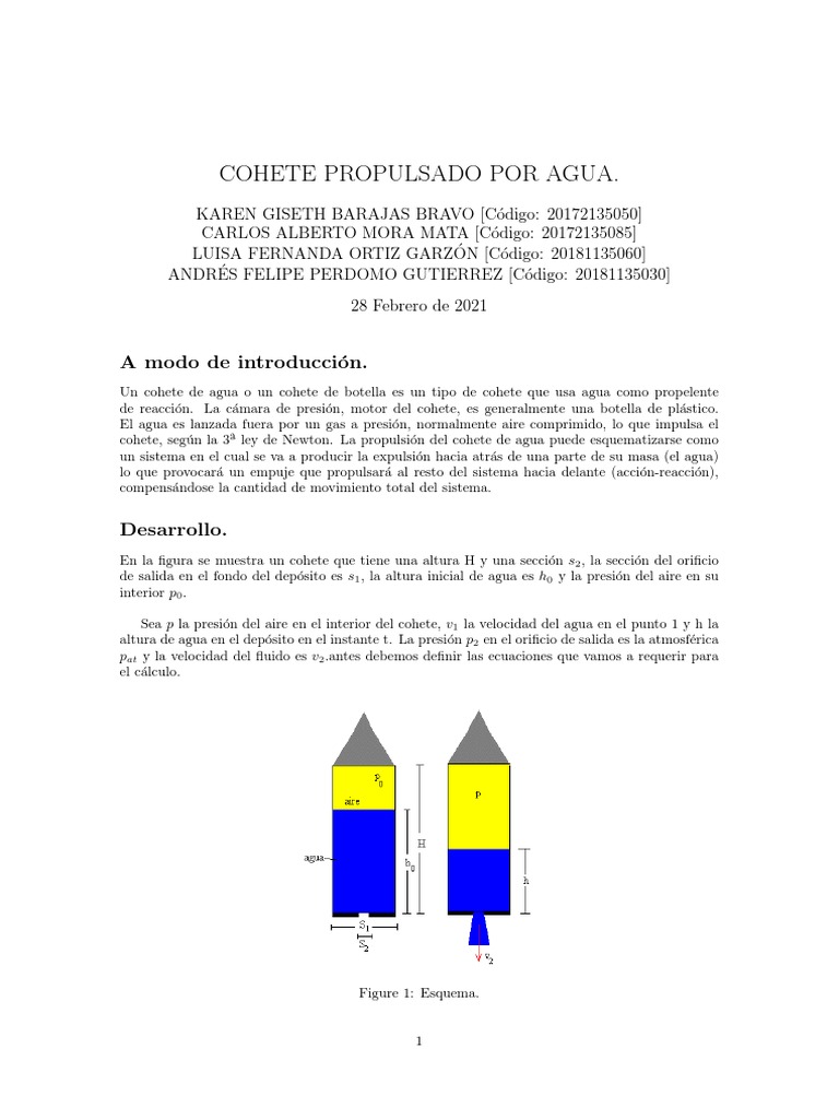 Cohete de Agua | PDF | Física Aplicada e Interdisciplinaria | Cantidad