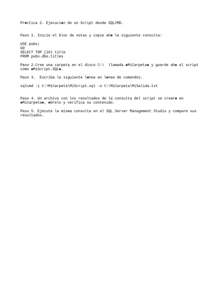 Ejecutar Script SQL con SQLCMD | PDF