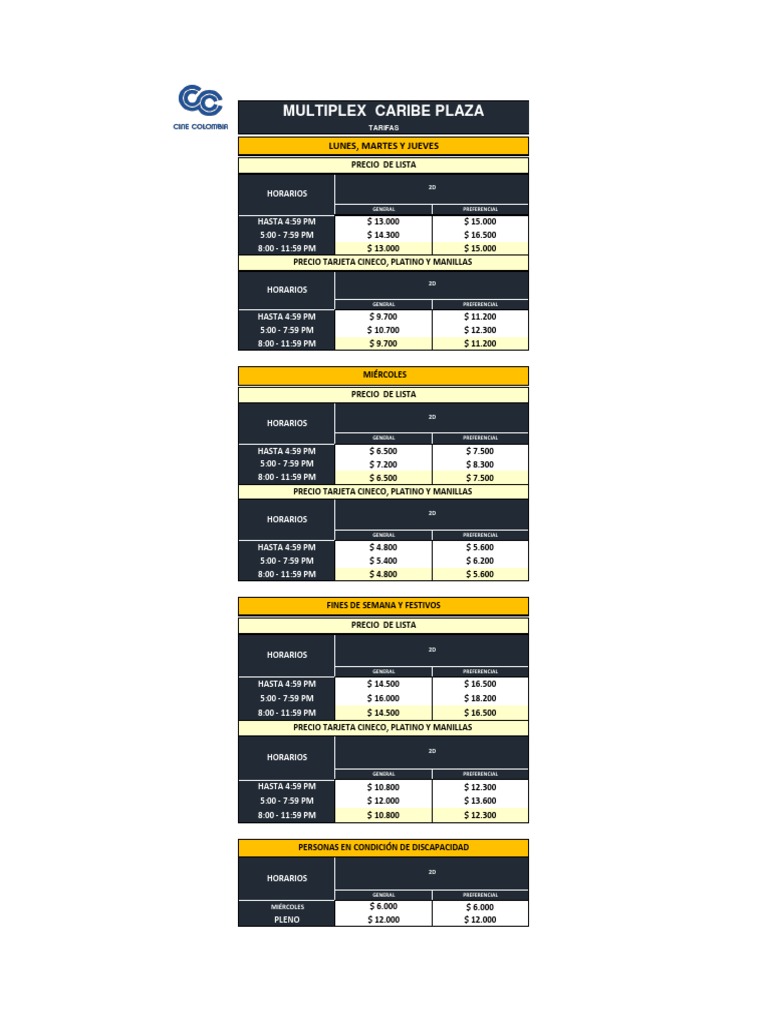 Precios Portal 2021 - Caribe Plaza | PDF | Cocina, comidas y vino