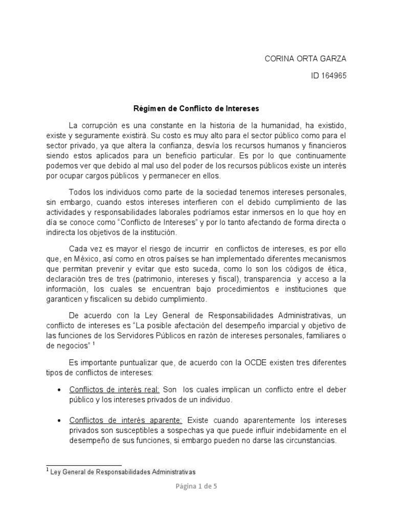 T.A. 1.1.2 Régimen de Conflicto de Intereses | PDF | Corrupción política