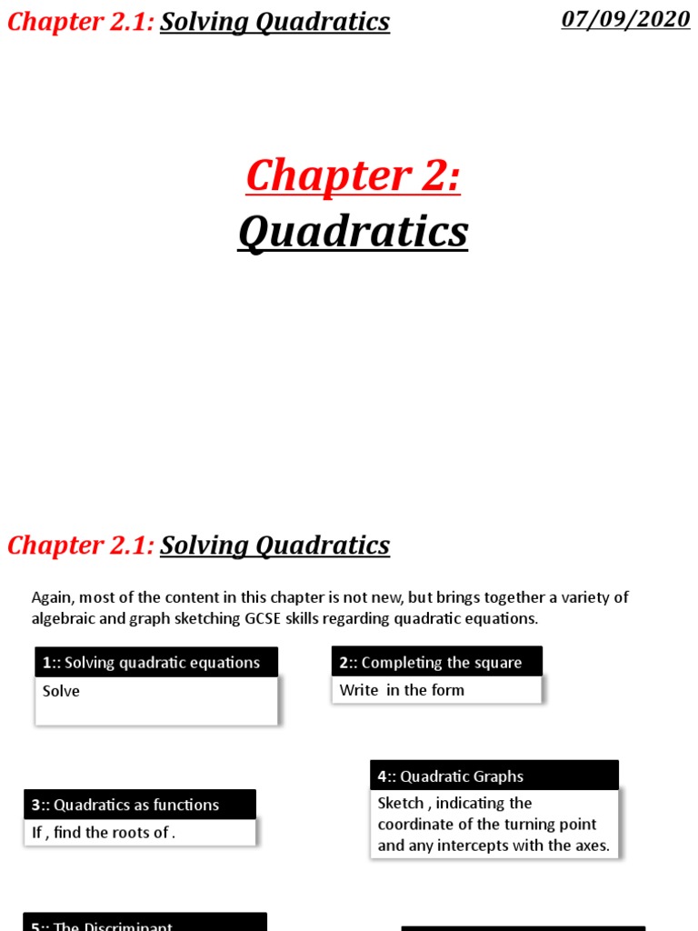 Chapter 2 | Download Free PDF | Quadratic Equation | Function (Mathematics)