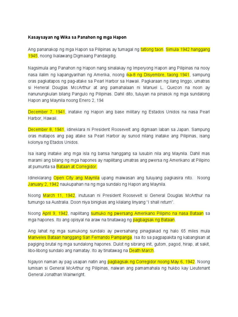 Panahon NG Hapon | PDF