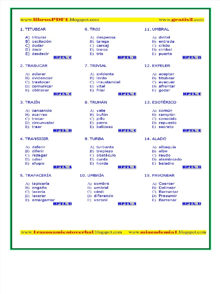 Dokumen - Tips - Sinonimos Ejercicios Resueltospdf | PDF