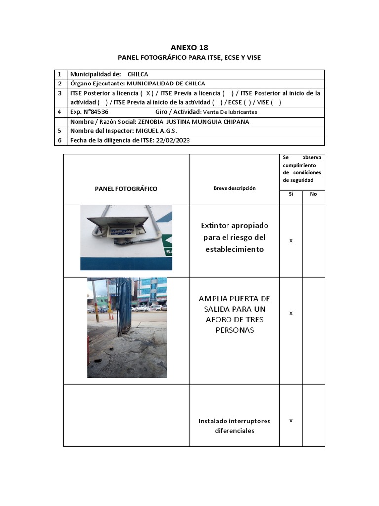 Anexo 18: Panel Fotográfico para Itse, Ecse Y Vise | PDF