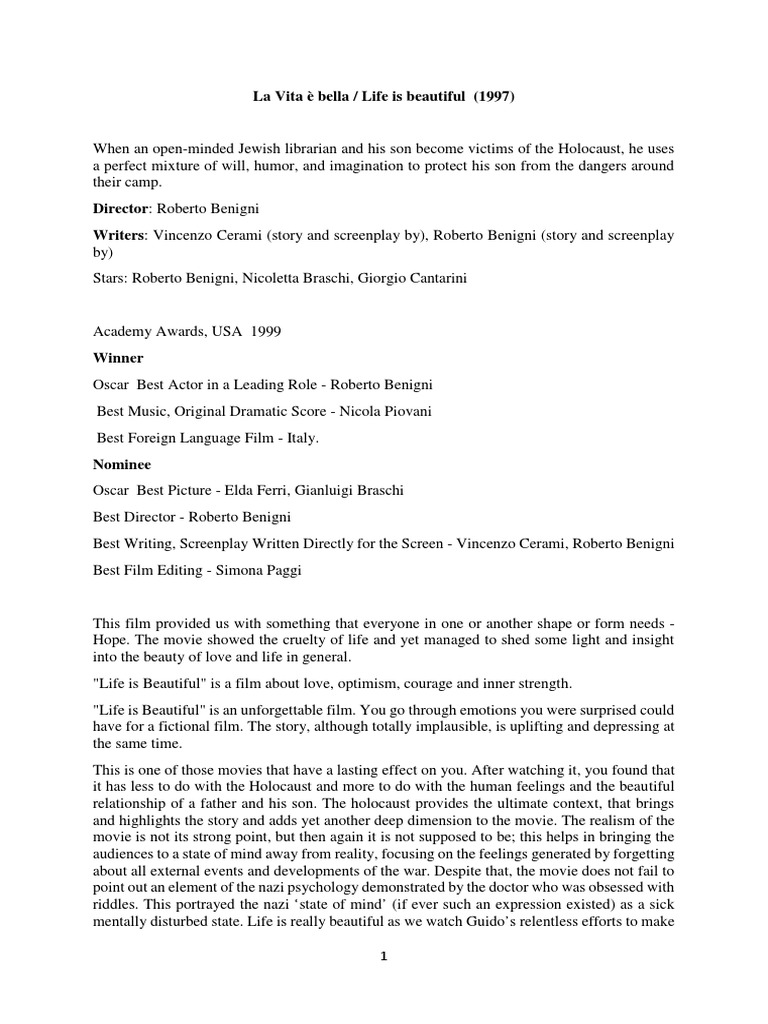 La Vita e Bella | PDF