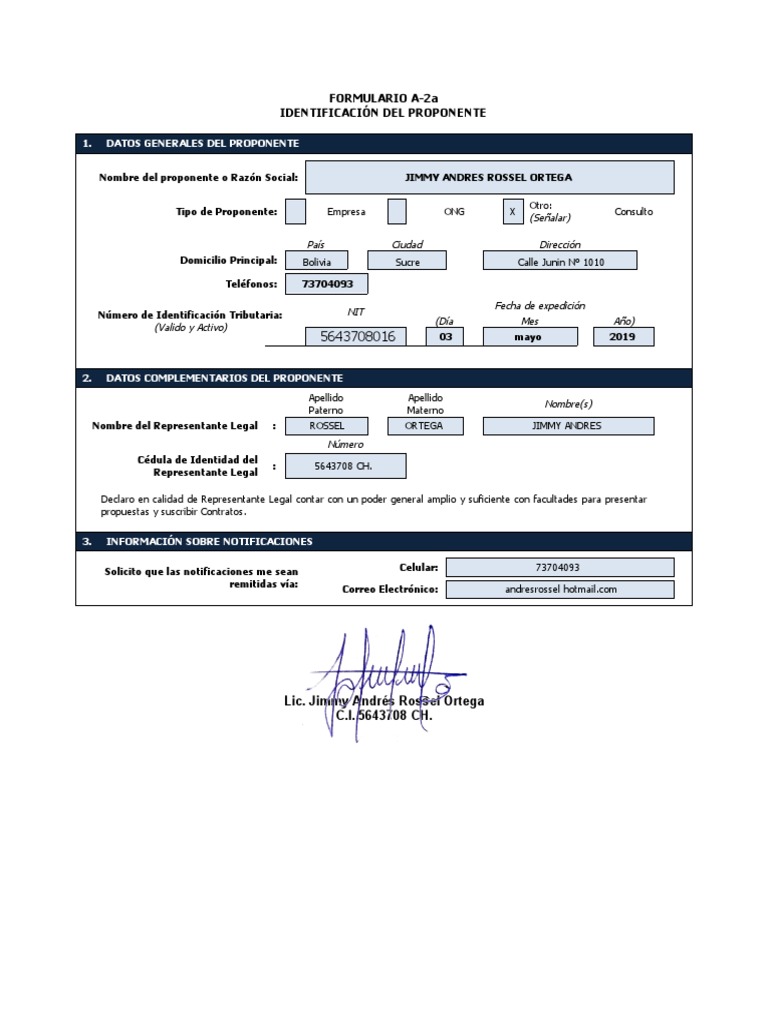 Formulario A-2a: Instrucciones y Datos | PDF