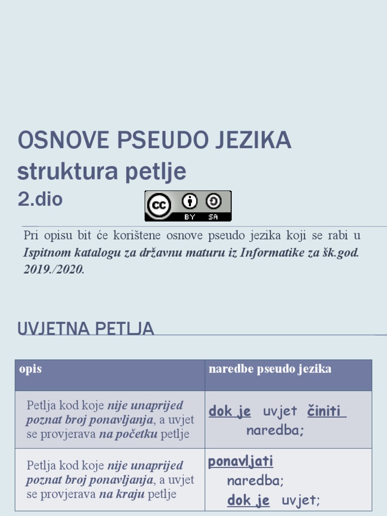 4 PJPJ Osnove Pseudojezika Struktura Petlje 2 Dio | PDF