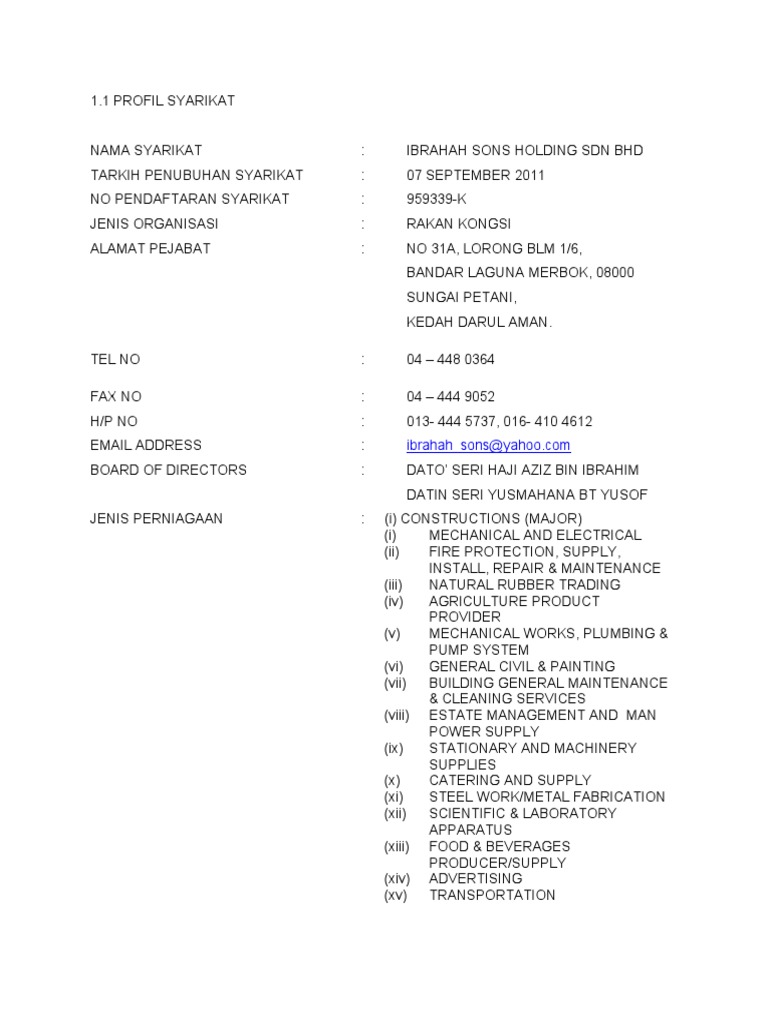 1 Profil Syarikat | PDF