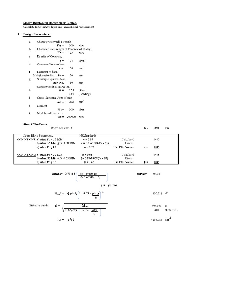 RCC BEAM - Singly - Solution PDF | PDF | Strength Of Materials | Bending