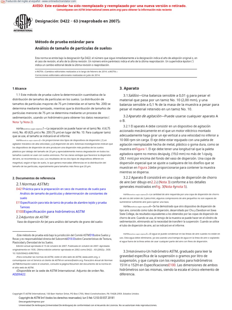 ASTM D422 - 63 (2007) E2 Standard Test Method For Particle-Size ...