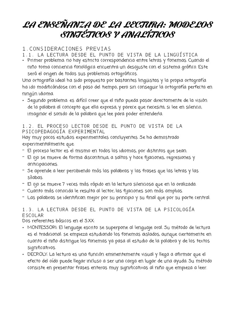 Modelos de La Enseñanza de La Lectura PDF | PDF | Sílaba | Palabra