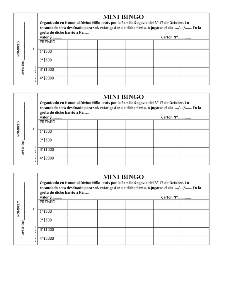 Mini Bingo para el Divino Niño Jesús | PDF | Juegos de azar | Juegos de ...