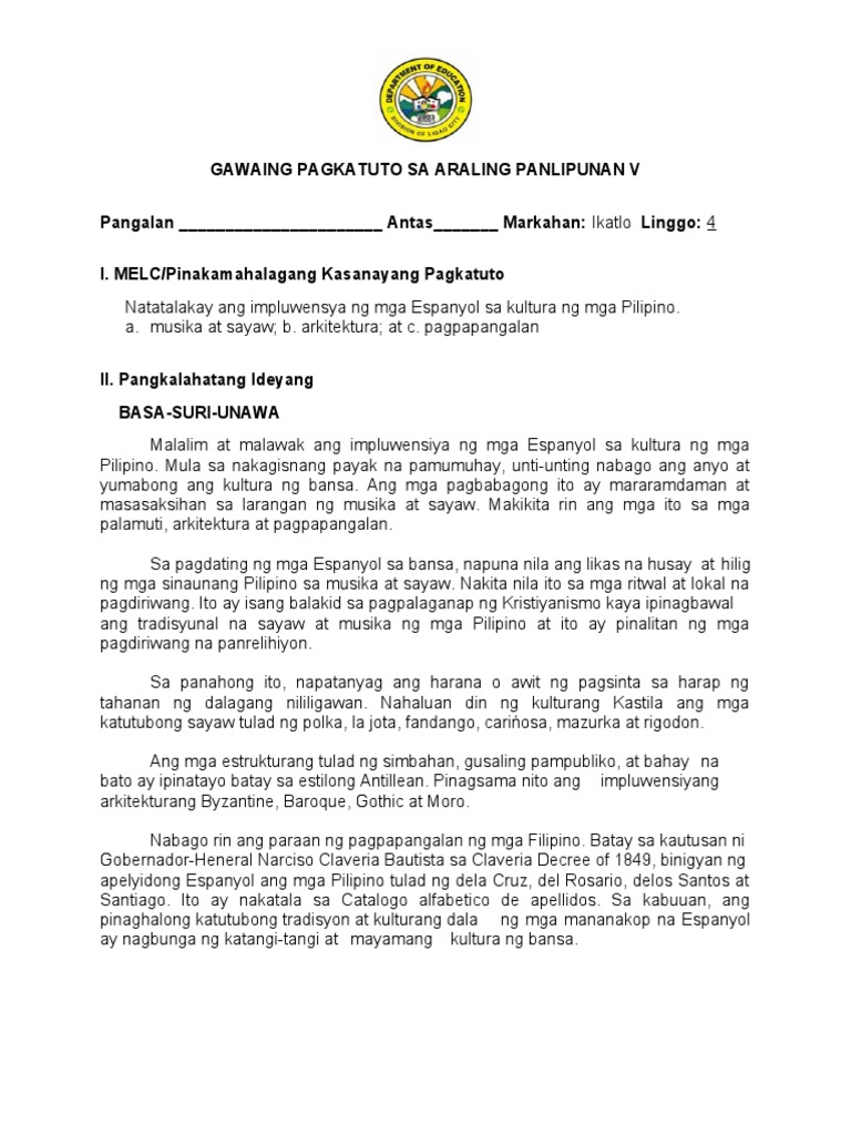 AP5 Quarter 3 Week 4 | PDF