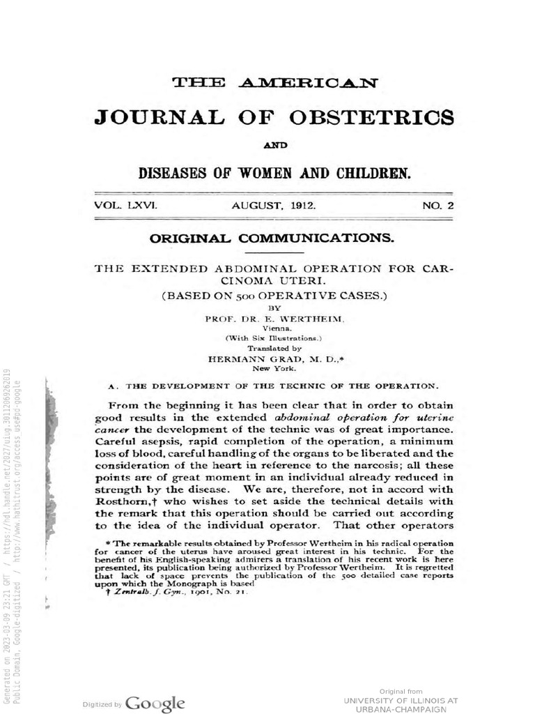 Wertheim Original en Inglés | PDF | Vagina | Uterus
