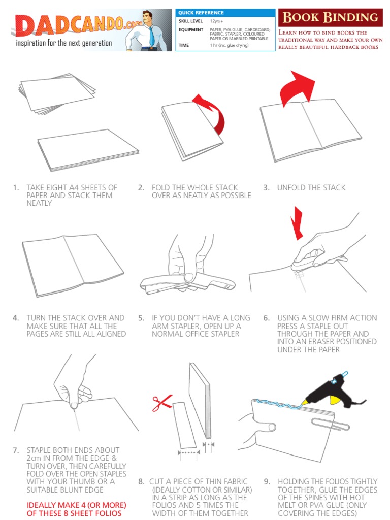 Book Binding Instructions A4 | PDF | Bookbinding | Stationery