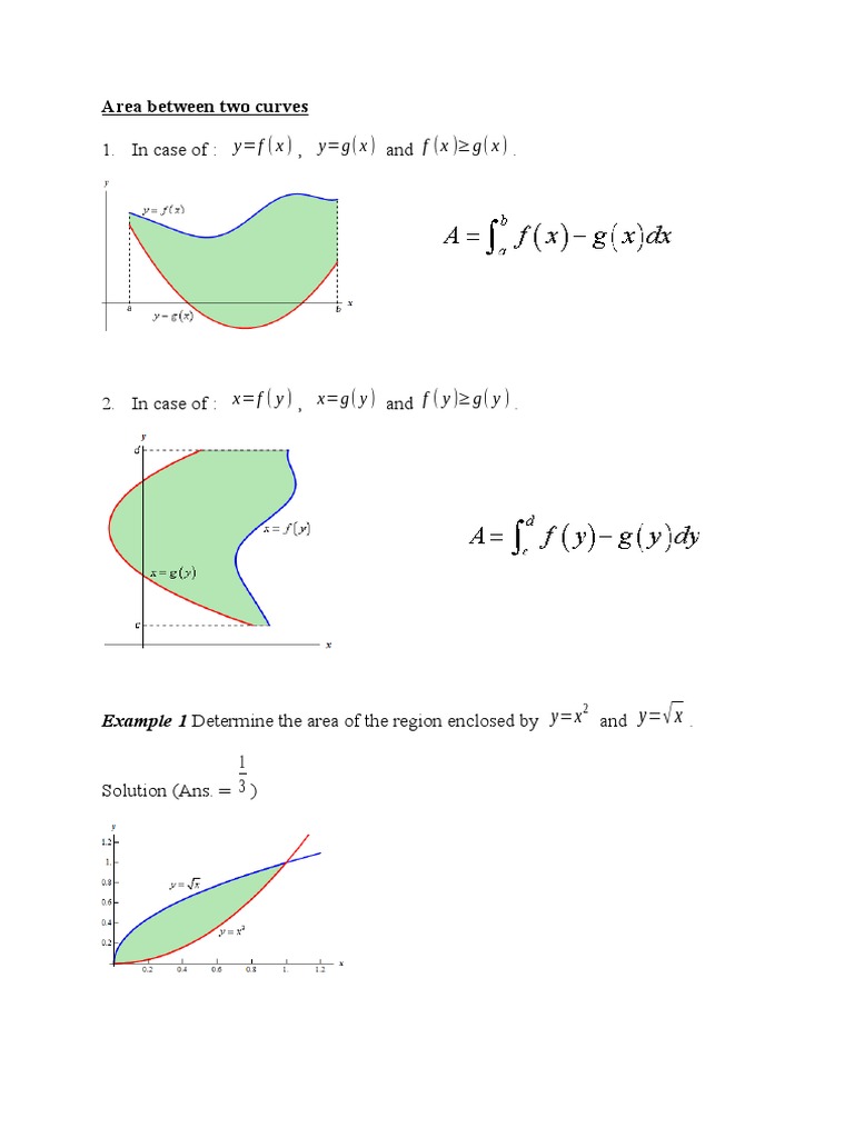 Lecture 11 Area Between Curves Pdf Cartesian Coordinate System Mathematical Analysis 