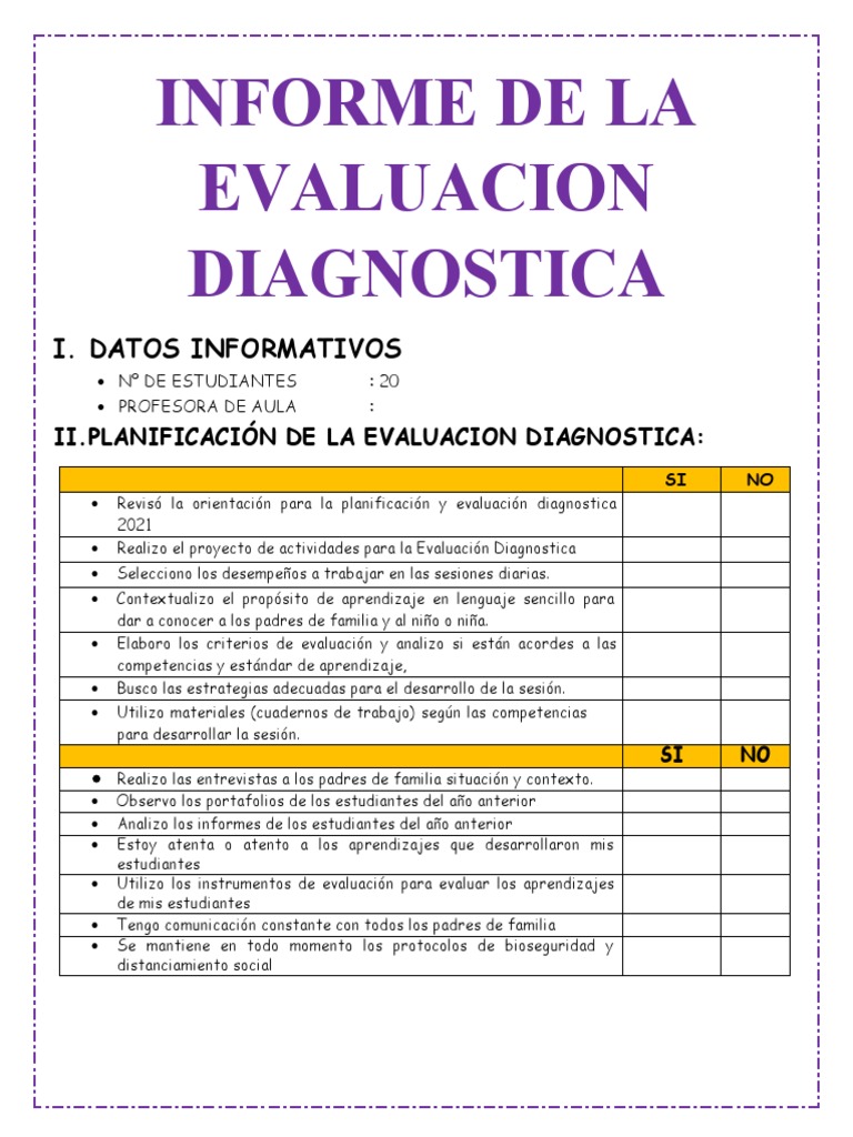 Informe de La Evaluacion Diagnostica | PDF | Evaluación | Comunicación