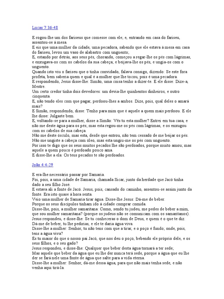 Lucas 7 36 A 48 e João 4 | PDF | Jesus | Jacó