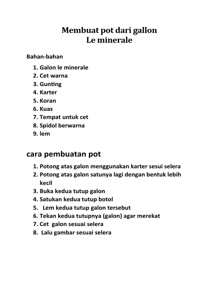 Membuat Pot Dari Gallon | PDF