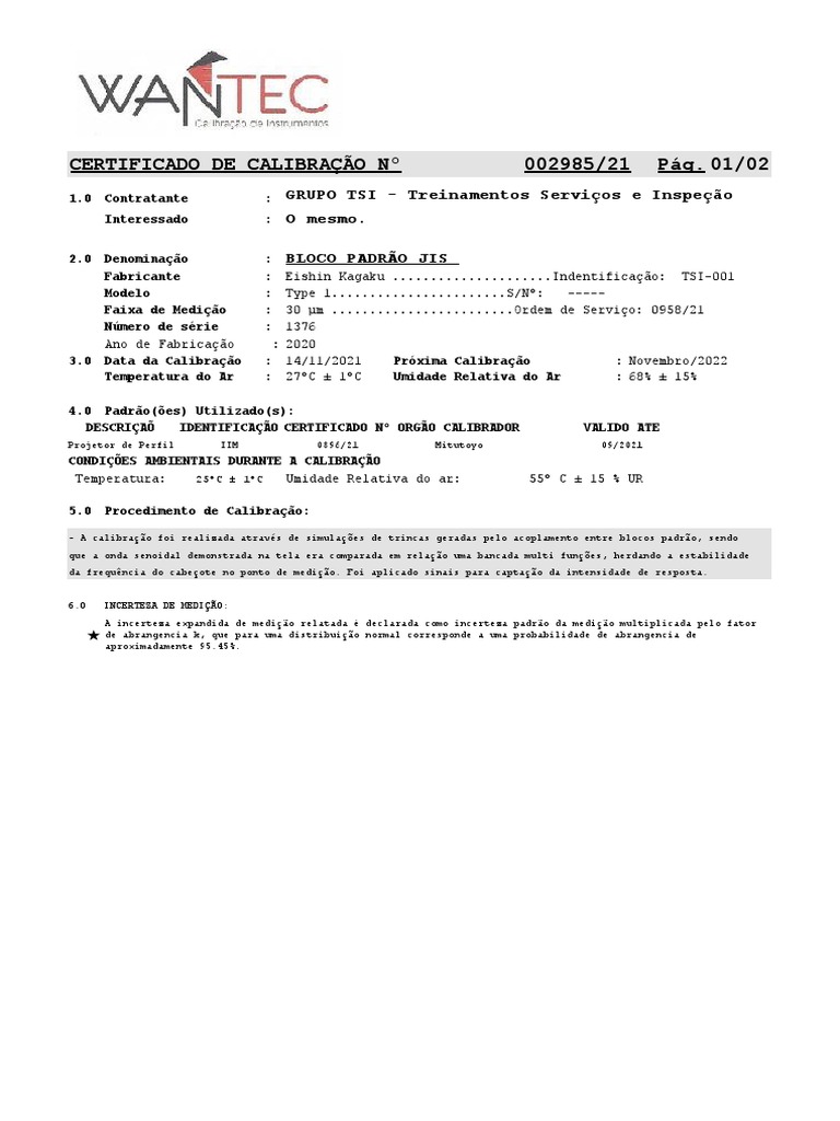 002 - Bloco Padrão Jis - Vencido | PDF | Metrologia