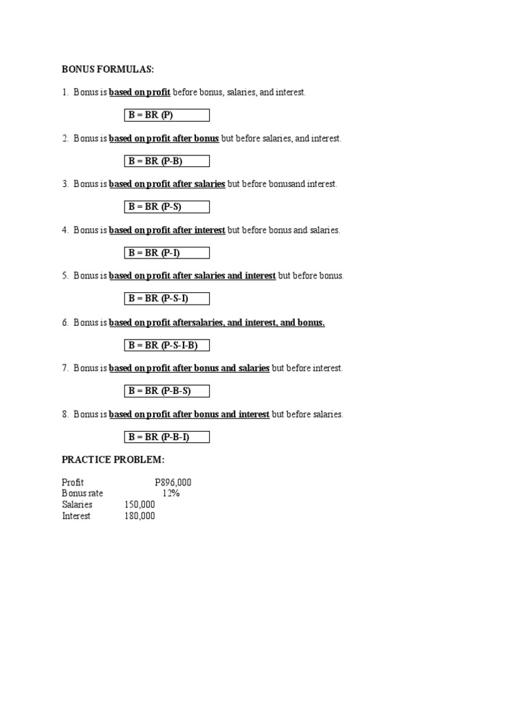 Bonus Formulas | PDF