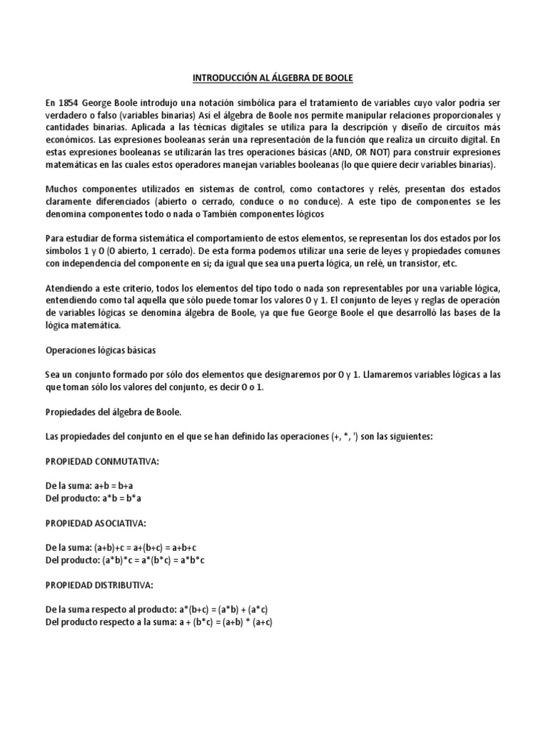 Algebra de Boole (1) - 1-10 | Descargar gratis PDF | Puerta lógica ...