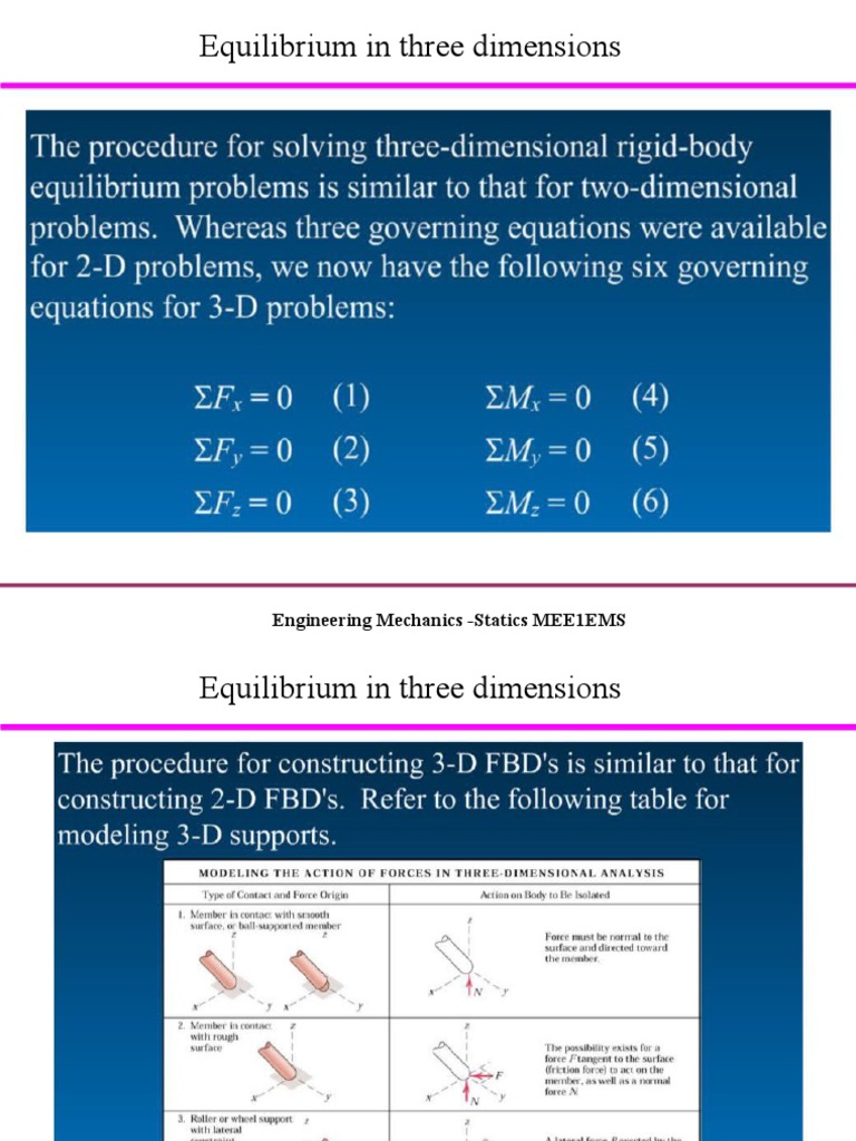 Week 10-Equilibrium in Three Dimensions | PDF | Engineering | Science