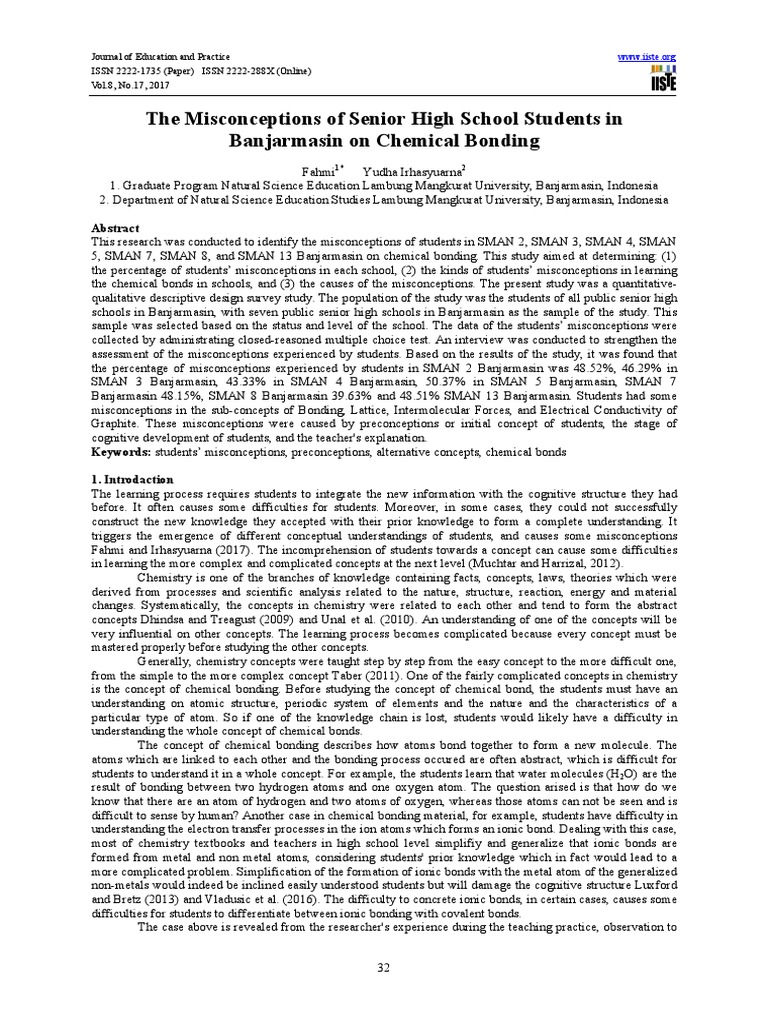 Analysis of Misconceptions Among Senior High School Students in Banjarmasin, Indonesia Regarding ...