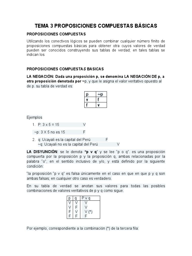 Tema 3 Proposiciones Compuestas Básicas 2023 | PDF | Si y solo si | Proposición