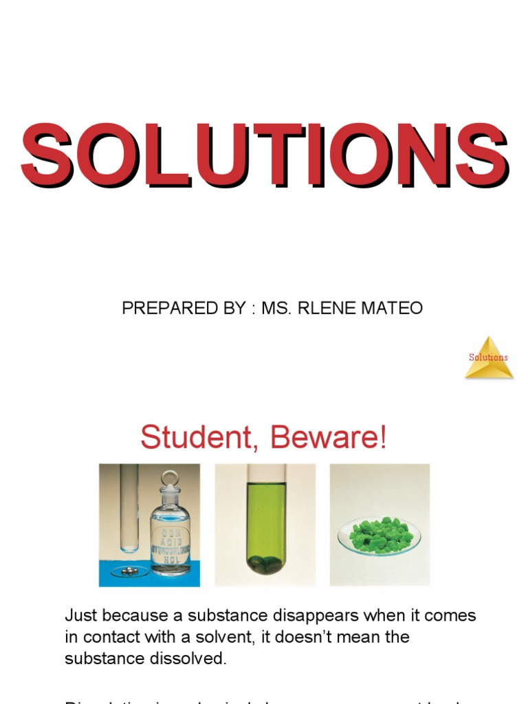 Solutions G7 Pdf Solubility Solvation