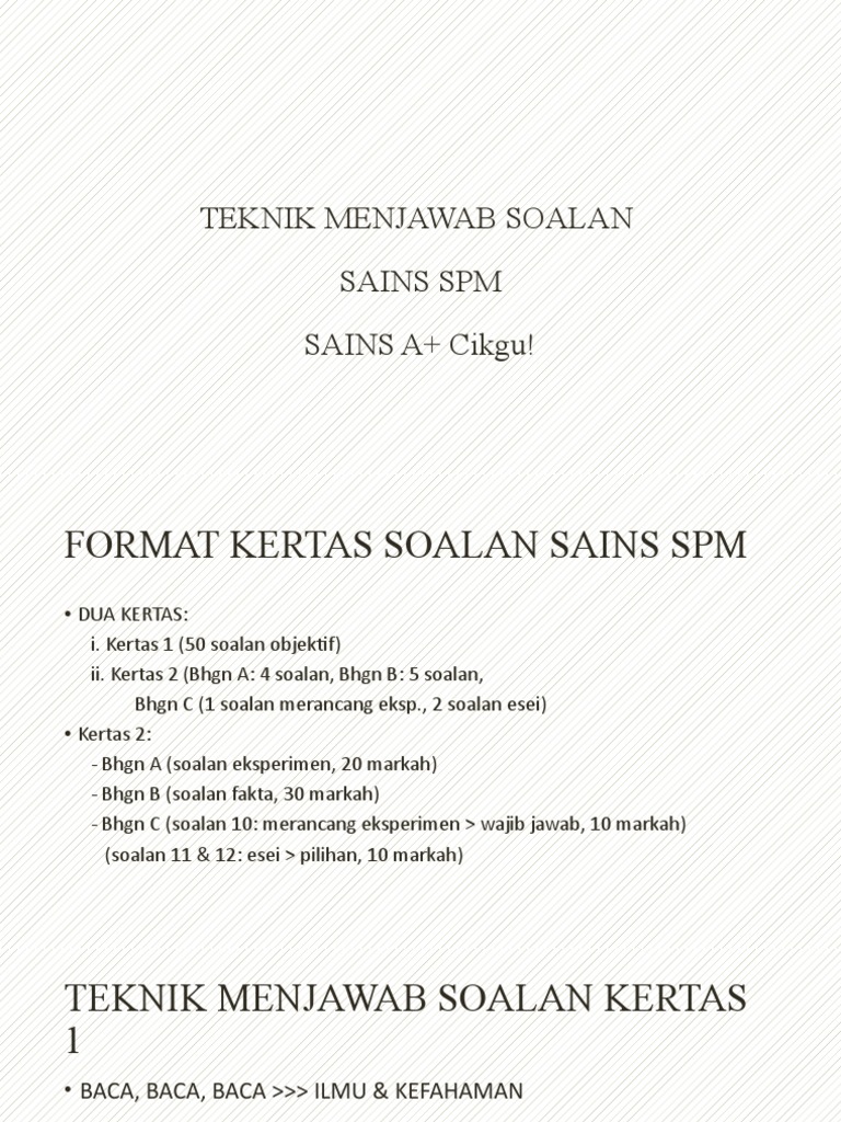 Teknik Menjawab Soalan Sains SPM | PDF