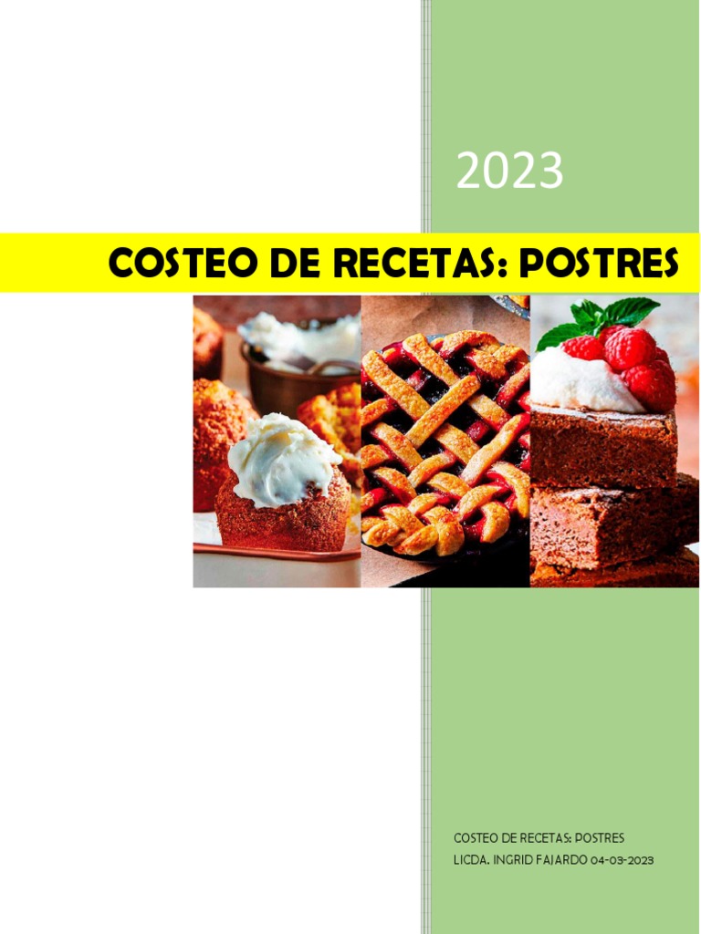Costeo de Recetas-Postres Clase | PDF | Tarta de queso | Postres