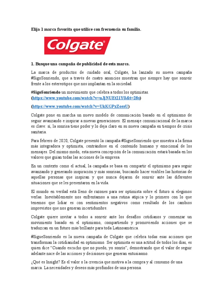 Campaña Publicitaria de COLGATE | PDF