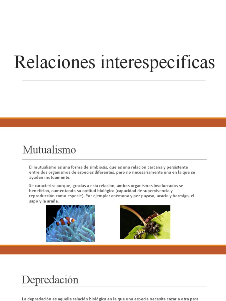 Relaciones Interespecíficas: Tipos y Ejemplos | PDF | Ciencia y matemáticas