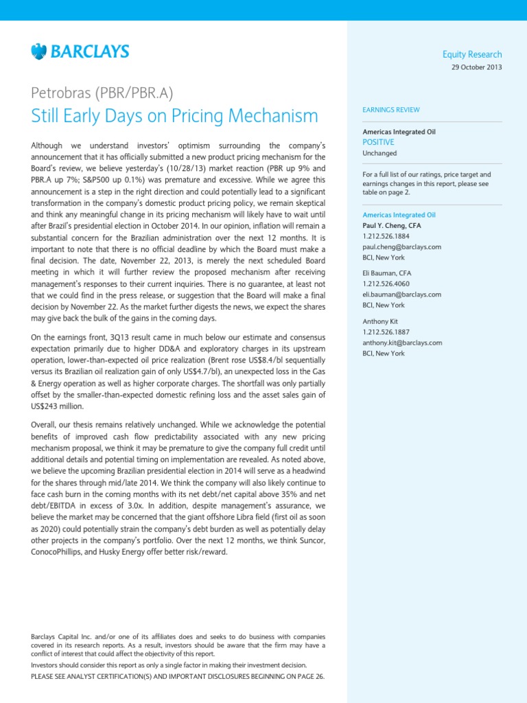 Anexo (-) - Barclays - Still Early Days On Pricing Mechanism PDF | PDF ...