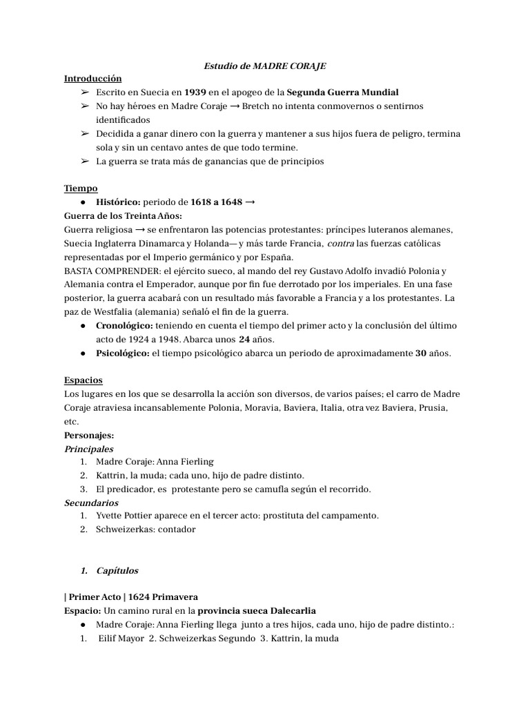 Estudio de MADRE CORAJE | PDF | Santo Imperio Romano