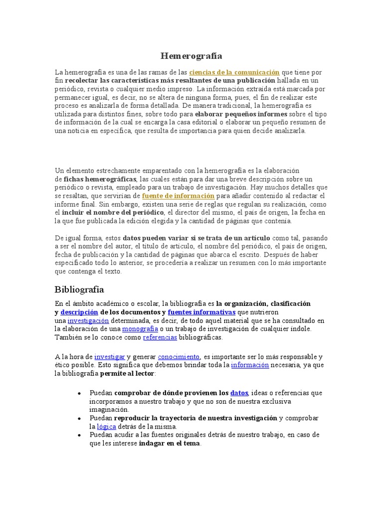Hemerografía | PDF | Bibliografía | Información