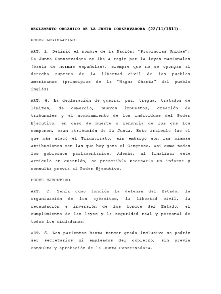 Reglamento Orgánico de la Junta Conservadora | PDF | Judicaturas ...