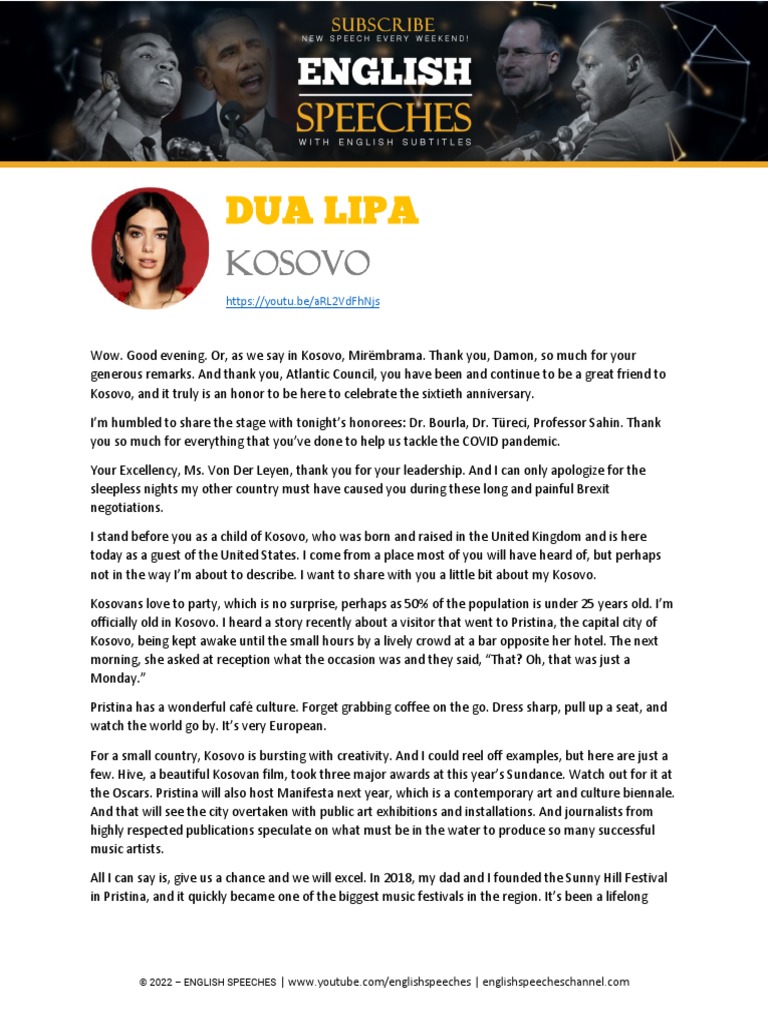 PDF Transcript - Dua Lipa PDF | PDF | Kosovo
