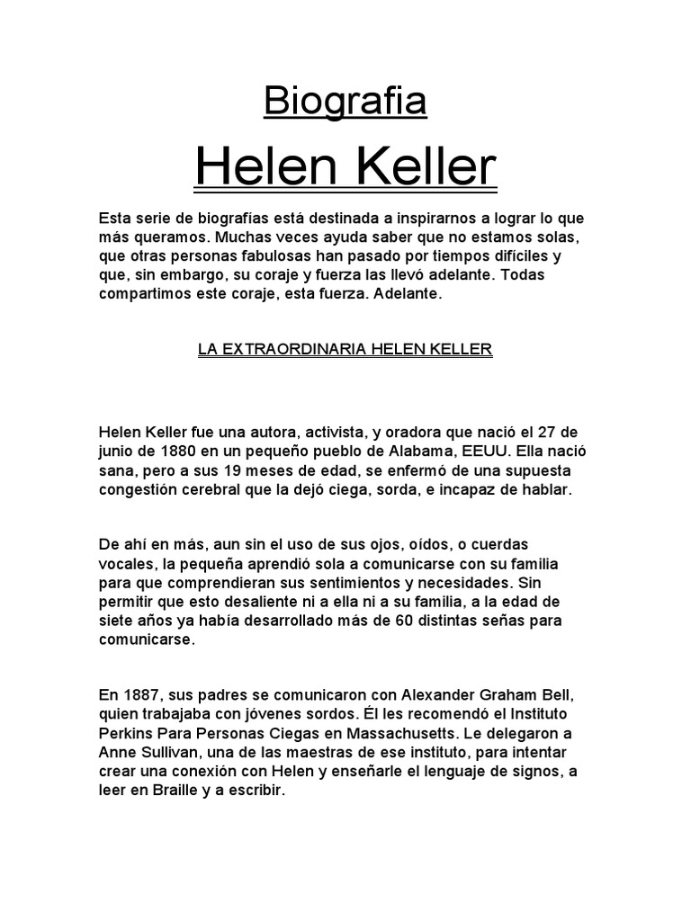 Biografia HELEN KELLER | PDF | Helen Keller