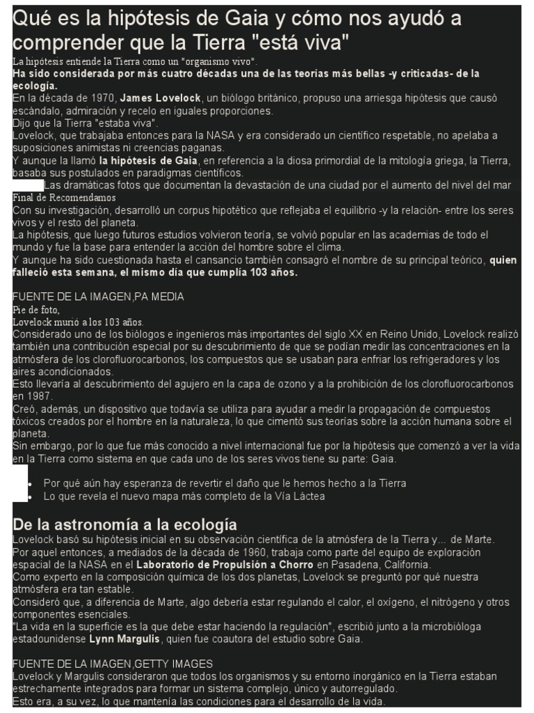 Qué Es La Hipótesis de Gaia y Cómo Nos Ayudó A Comprender Que La Tierra ...